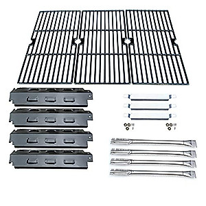 Direct Store Parts Kit DG158 Replacement for Charbroil 463420507, 463420509, 463460708,463460710 Gas Grill(SS Burner+SS Carry-Over Tubes+Porcelain Steel Heat Plate+Porcelain Cast Iron Cooking Grid)