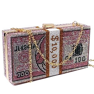 Beilaidisi Womens Evening Bags Dollar Money Clutch Purse Rhinestone Glitter Crossbody Shoulder Bag Large