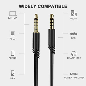 Adhiper A50 Replacement Cord Inline Mute Cable, Headsets Cord Audio Headset Cable for Astro A10 A30 A40 A50 G633 G933 Gaming Headphones, for Xbox One PS4 PC Gaming Mobile MixAmp (Black)