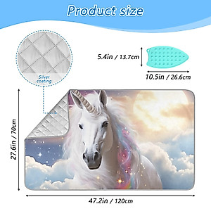 GOODOLD White Unicorn Ironing Mat Portable Travel Ironing Pad for Washer,Dryer,Table Top, Iron Board Alternative Cover, Large Heat Resistant Ironing Blanket
