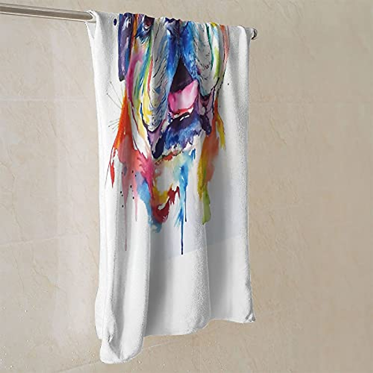 Colorful English Bulldog Microfiber Absorbent Towel 27.5 15.7 in