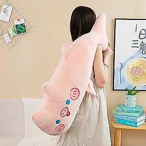 Oeonuas Soft Shark Cat Plush Pillow,Long Stuffed Animal Shark Cat Plushies Lovely Doll Gifts for Boys Girls (100cm,Pink)