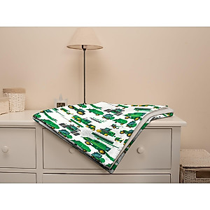 Green Tractor Blanket Gifts for Tractor Lover 60 x 50 Inch for Teen,Excavators Green Fannel Fleece Throw Blanket Super Soft Throws Blanket for Bed Couch Sofa