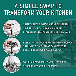 Beati Brushed Nickel Glass Rinser for Kitchen Sinks,Cup Baby Bottles Washer Cleaner,Kitchen Sink Accessories,Wet Bar Glass Rinser