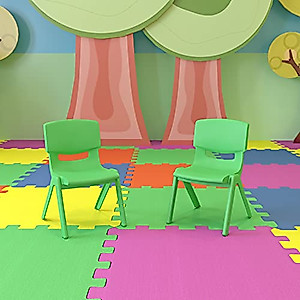 Flash Furniture Whitney 2 Pack Green Plastic Stackable School Chair with 10.5'' Seat Height