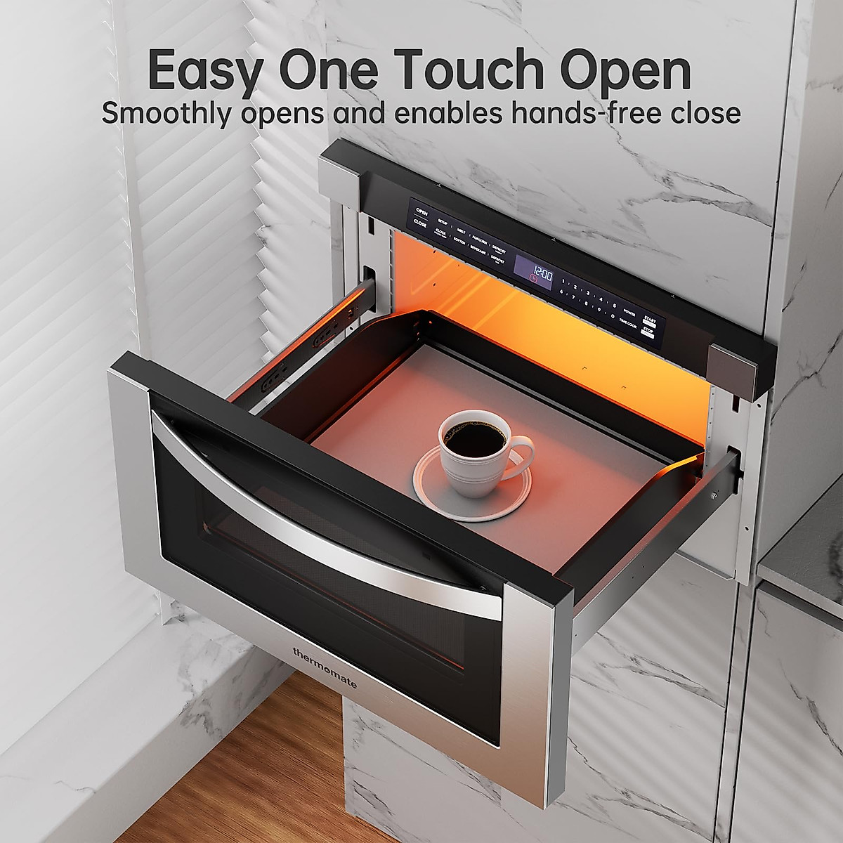 ThermoMate 24 Inch Built-in Microwave Drawer with Automatic Presets + 24" Electric Wall Oven with 12 Functions, 3100W Convection Ovens