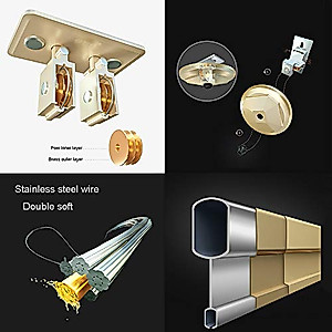 Drying Rack Wall and Ceiling 3 Pole Clothesline Smart Pulley Airer Dryer 150cm for Family Bathroom Outdoor Laundry Gold