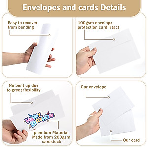 Blank Cards and Envelopes 5x7, 25 Pack White Invitation Cardstock with 25 Pack Envelopes, Self-Seal Thank you Blank Greeting Cards and Envelopes, Print custom, for All Occasions DIY