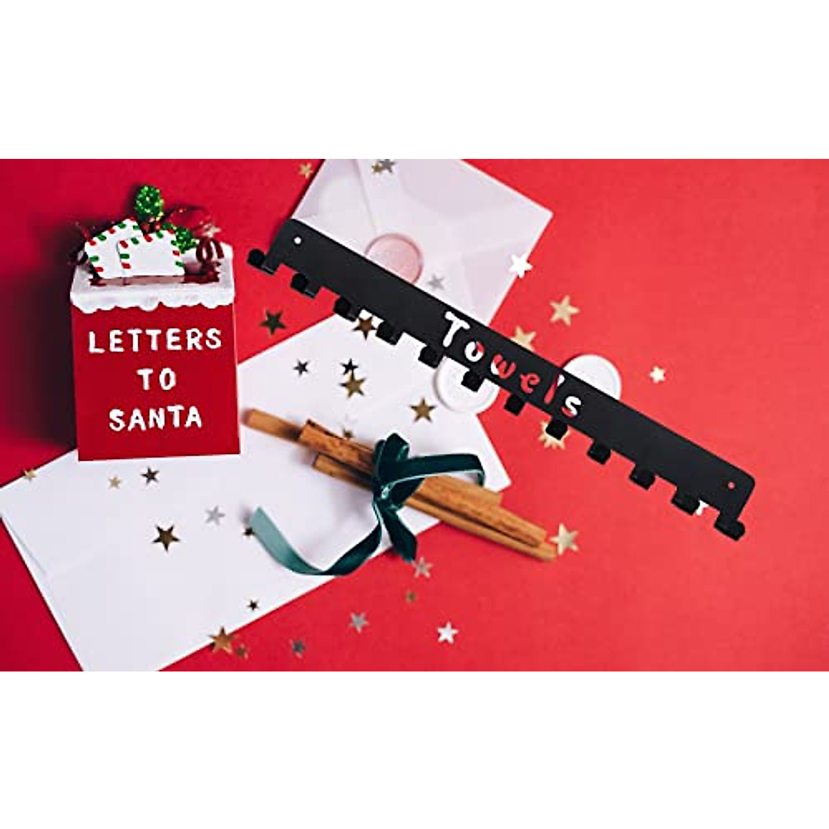 Towel Rack Holder Wall Mount – Towel Rack Hook Bathroom Space Saving and Easy to Install Towel Holder Hooks - The Perfect Addition to Your Bathroom,kichen Home Decor(Black)