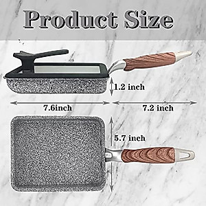 DXBVIEX 9 PCS Tamagoyaki Pan Set, Japanese Omelette Pan Nonstick with Lid, Square Japanese Egg Pan, Rectangle Tamago Pan 7.6" x 5.7" Grey