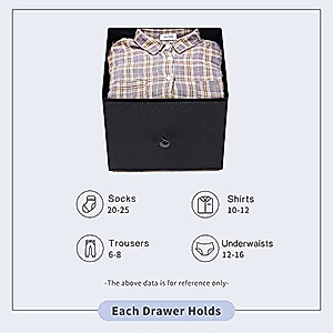 DOVAMY 6 Drawer Dresser for Bedroom, Fabric Dresser Organizer, Tall Dresser with Vintage Wooden Top, Steel Frame, Chest of Drawers, Closet, Nursery and Living Room, Black