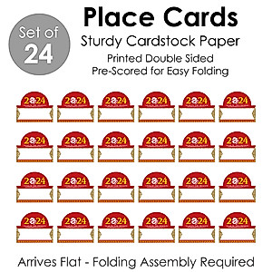 Big Dot of Happiness Chinese New Year - 2024 Year of the Dragon Tent Buffet Card - Table Setting Name Place Cards - Set of 24