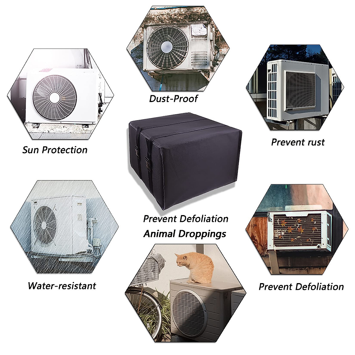 yhslmh Air Conditioner Covers for Window Units, Outdoor Window Air Conditioner Cover for Outside, Rectangle Ac Defender Cover for Winter Exterior, AC Protection Cover (Black, 27.5" Wx 25" D x 19" H)