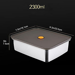 CORAHE 304 Stainless Steel Large Food Storage Container with Lids Airtight Metal Food Containers Stackable Meal Prep Leftover Containers for Freezer Fridge Oven Dishwasher Safe (Size : 2300ML)