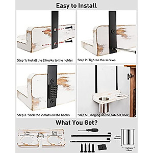 Hair Tool Organizer Under Sink with Cup, Honizer Wooden Hair Dryer Holder Cabinet Door, Bathroom Organizer Under Sink for Curling Iron, Brush, Flat Iron- White