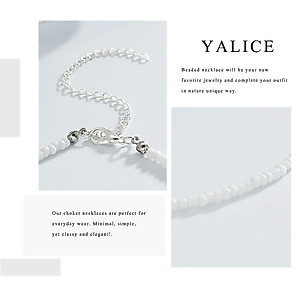 Yalice Boho Choker Necklace Chain Rice Beaded Necklaces Summer Surfer Costume Neck Accessories for Women (White)