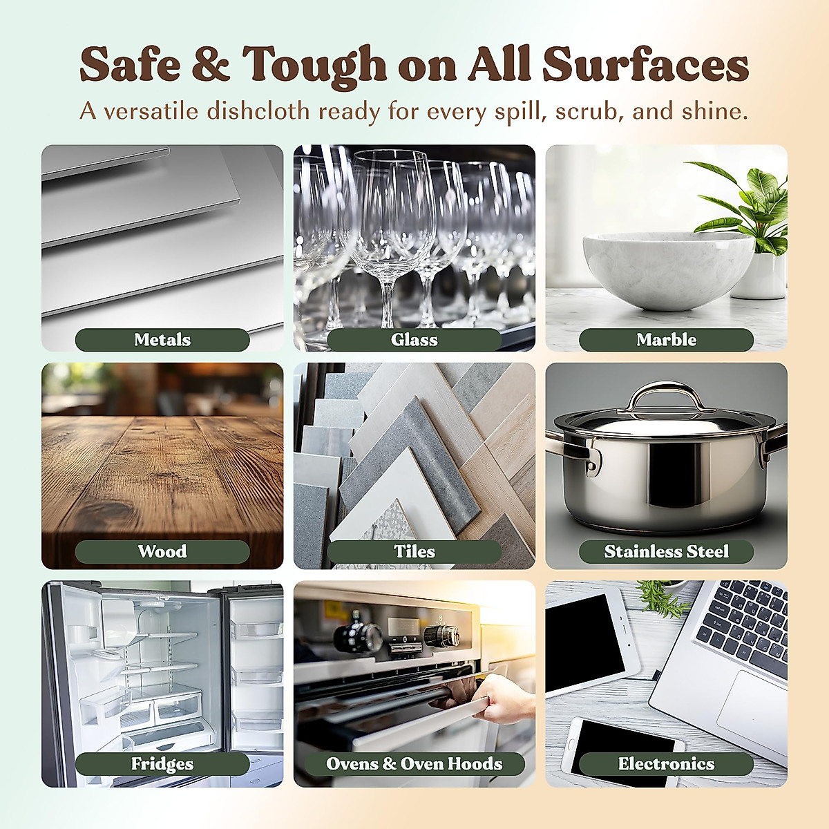 FEBU Swedish Dishcloths for Kitchen | 5 Pack Watercolor Reusable Paper Towels Washable | Swedish Dish Towels | Non-Scratch Cellulose Sponge Cloths | No Odor, Biodegradable Cleaning Cloths