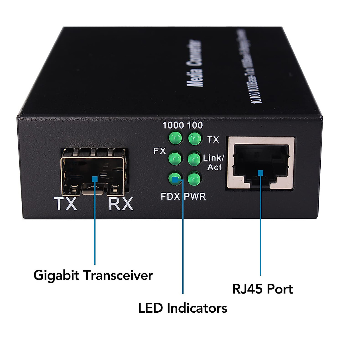 2 PACK Fiber Transceiver, 1.25G/s Bidi Gigabit Single-Mode Fiber Ethernet Media Converter with 2PCS Bidi SFP LC Module Included, 10/100/1000Base-Tx to 1000Base-SX SMF RJ45 to SFP Slot up to 30KM