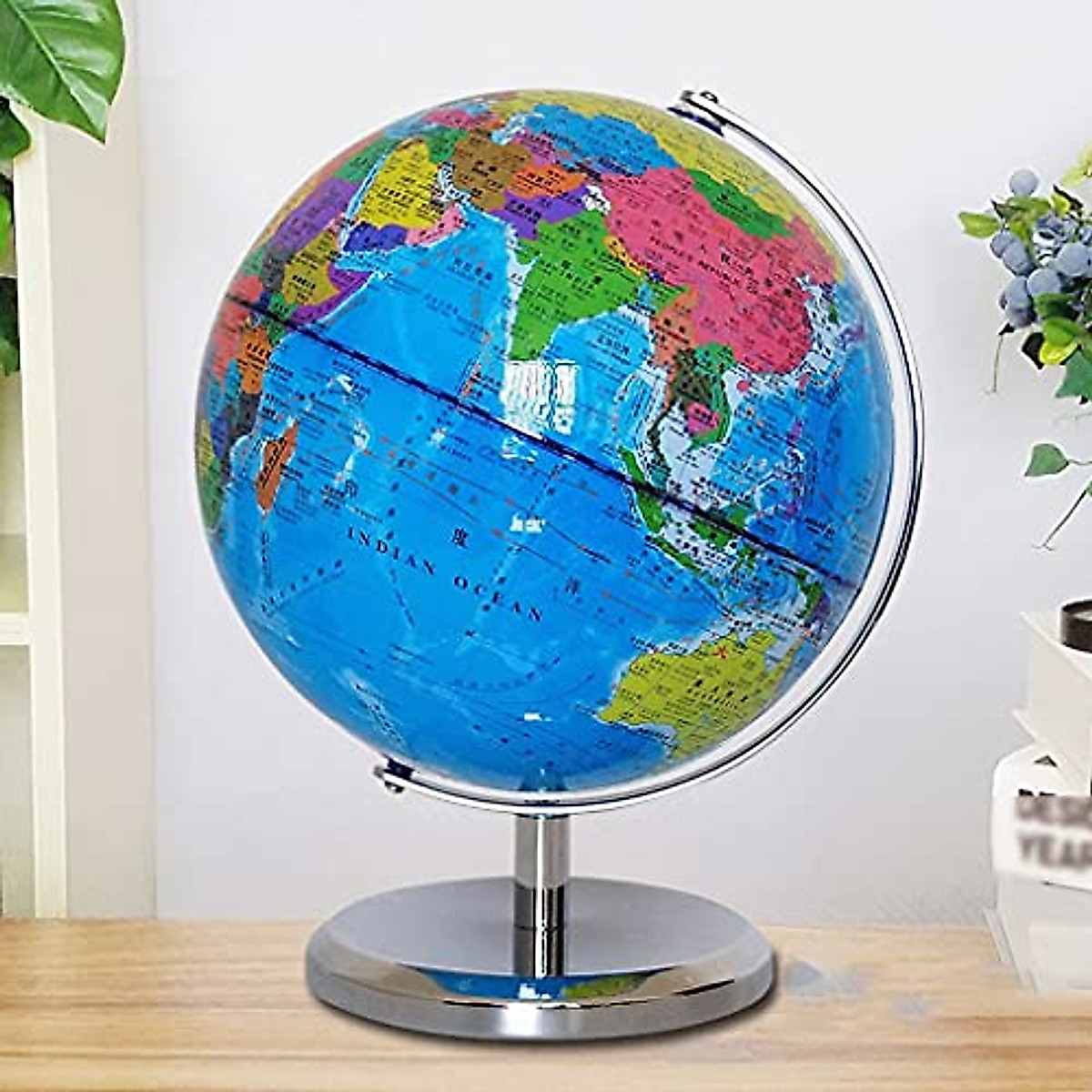geographic globe Global 9.8" Blue Ocean World Globe With Metal Base Desktop Earth Globe Educational Geography Globes Of Earth For Kids & Adult world globe gift (Diameter 7.8"+ar) (