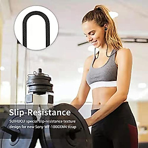 SUIHUOJI for Sony WF-1000XM4 Strap, Soft Silicone Special Anti-Skid Design Sports Anti Lost Strap Lanyard Accessories Compatible with Sony WF-1000XM4 Neck Rope Cord(Black)