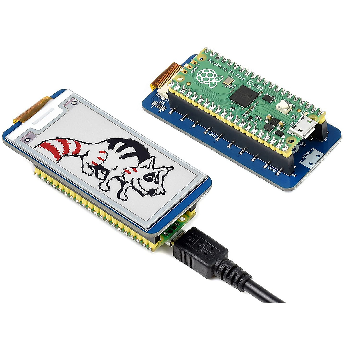 waveshare 2.13inch E-Paper Display Module(B) for Raspberry Pi Pico, 212×104 Pixels Red Black White Three Colors E-Ink Screen LCD SPI Interface Wide Viewing Angle Paper-Like Effect