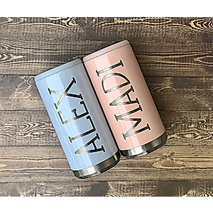 Maars® Personalized Slim Can Cooler Stainless Steel - Skinny Can Cooler Laser Engraved - Stainless Steel 12oz Sleeve, Double Wall Vacuum Insulated Drink Holder for Slim Beer & Hard Seltzer