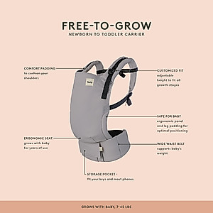 Baby Tula Discover Free-to-Grow Baby Carrier, Adjustable Newborn to Toddler Carrier, Ergonomic and Multiple Positions for 7 - 45 pounds, Black with Gray Stars