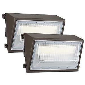 DAKASON (2 Pack) LED Wall Pack 120W with Dusk-to-Dawn Photocell, Replaces 400W HPS/MH, 5000K 15600lm 100-277Vac, Commercial Grade IP65 Waterproof Outdoor Lighting Fixture for Garage, ETL Listed