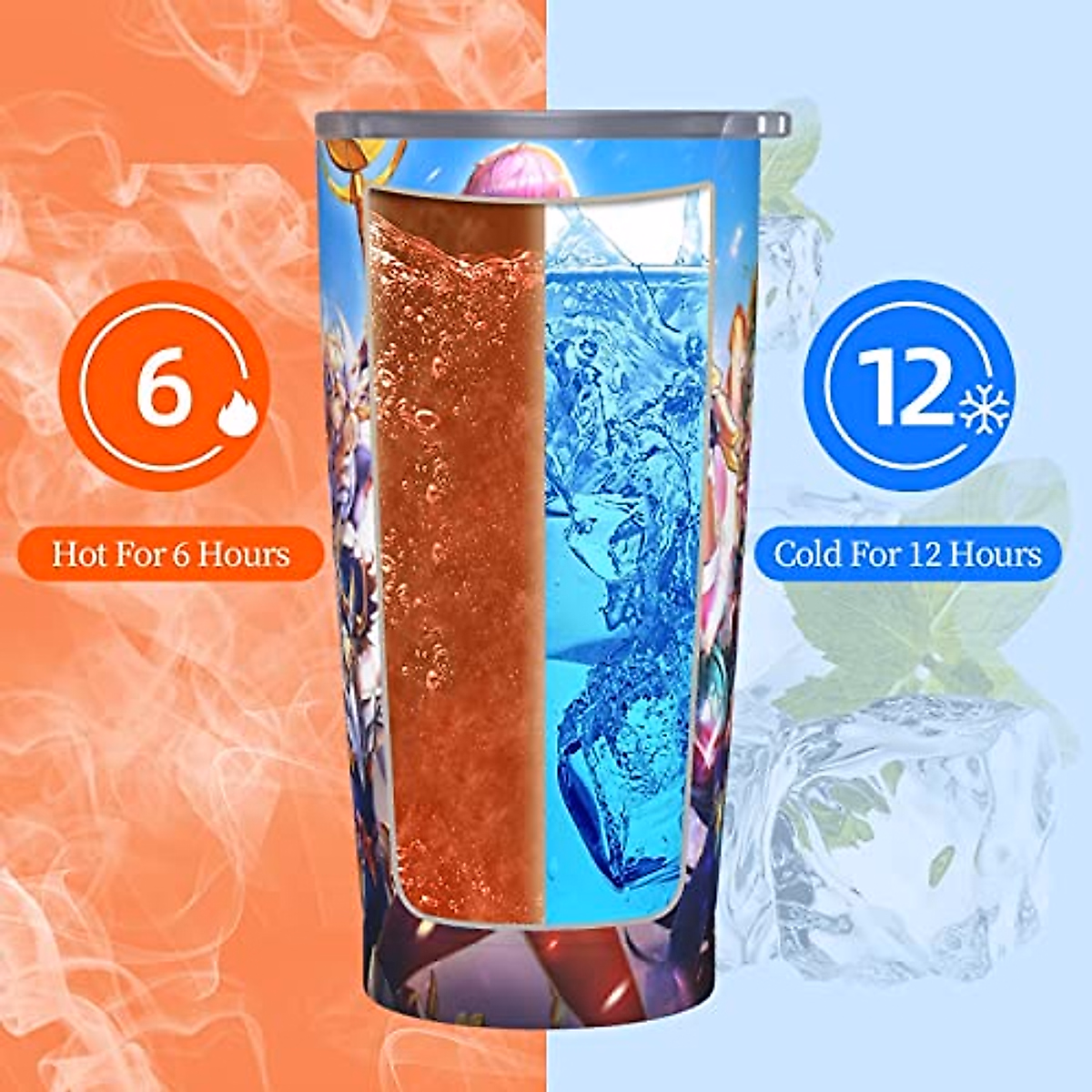 STENUA Saint Seiya Stainless Steel Vacuum Insulated Coffee Mug Anime Thermal Cup Travel Tumbler Mugs With Lid Brush And Straw For Home Office Car 20 Oz