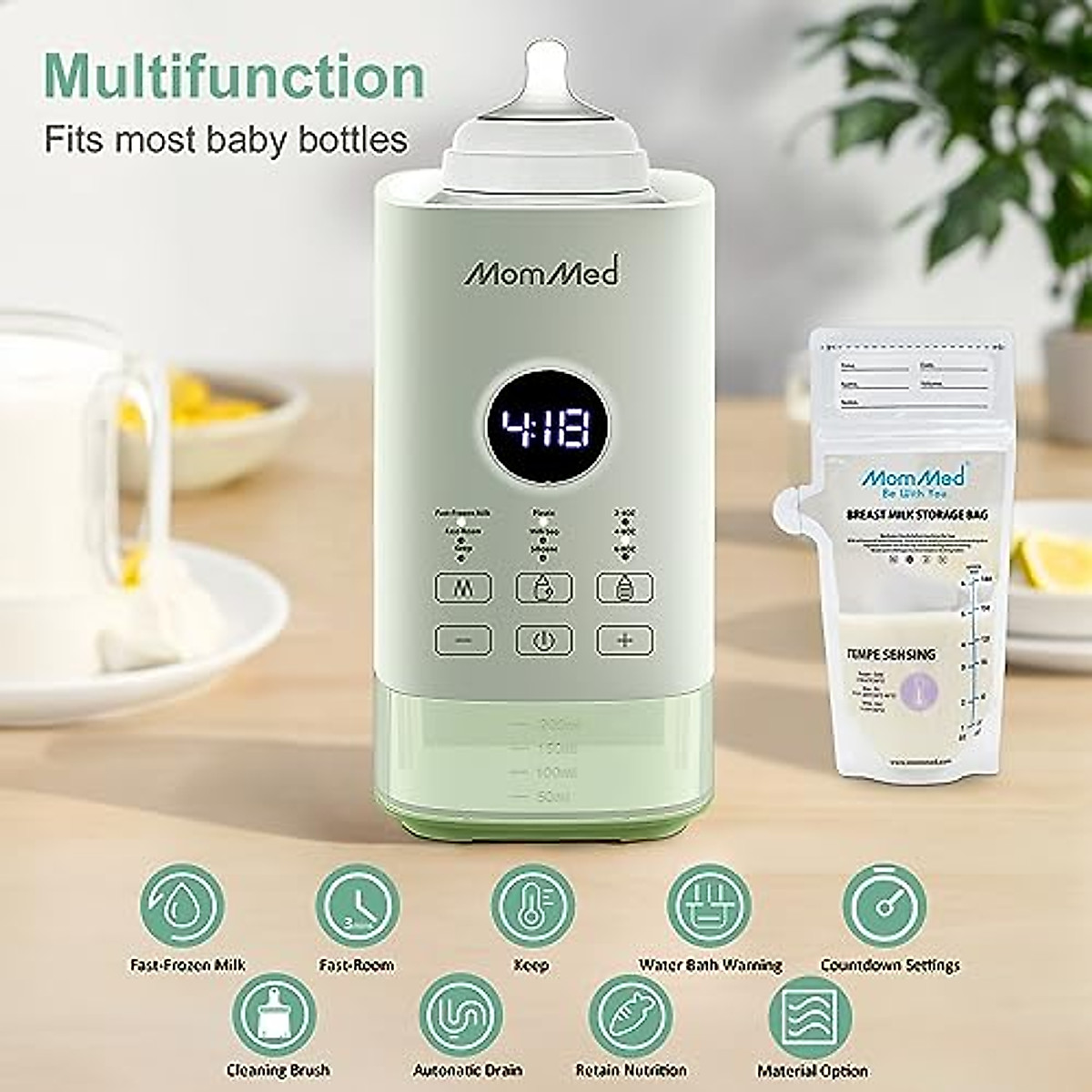 MOMMED Bottle Warmer, Fast Bottle Warmer with Accurate Temperature Control and Automatic Shut-Off,Fast Bottle Warmers for All Bottles with Breastmilk or Formula