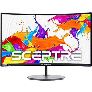 Sceptre Curved 24" Gaming Monitor 75Hz HDMIx2 VGA 98% sRGB R1500 Build-in Speakers, Machine Black 2022 (C249W-1920RN Series) (Renewed)