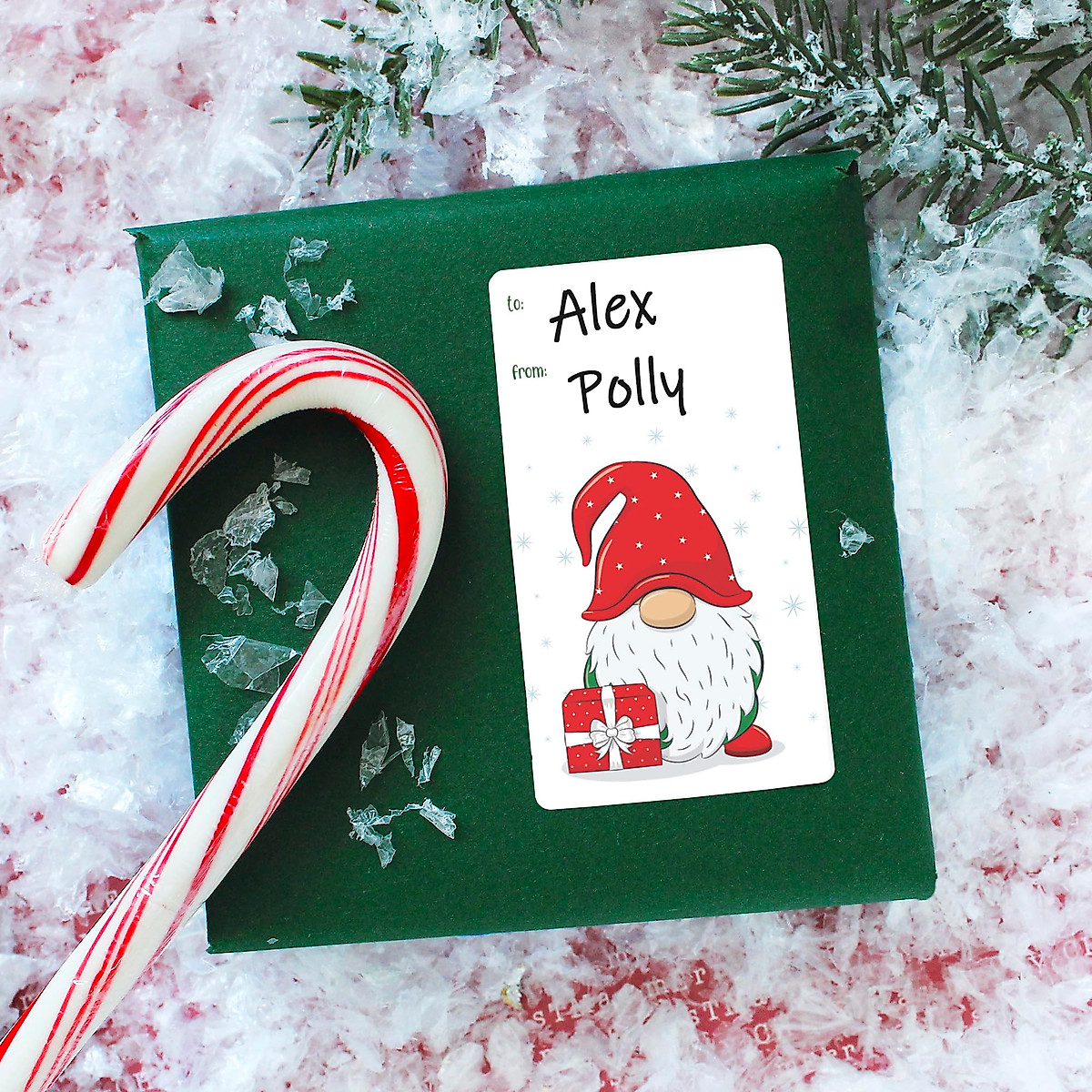 Christmas Gnome Gift Tags, Peel and Stick Christmas Gift Tags, Gnome Christmas Wrapping Paper Supplies - 75 Gift Wrap Tags