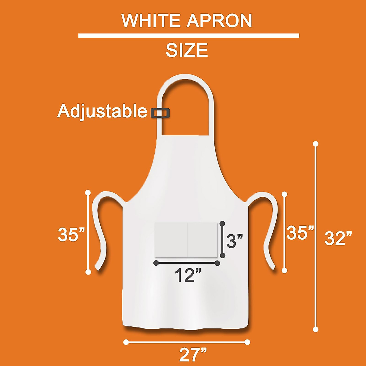 LAMIVEENLA Halloween White Apron for Men Women - Apron White Adjustable with 2 Pockets for Chef Adult Chef Apron for Men Kitchen Apron Art Apron Water Resistant