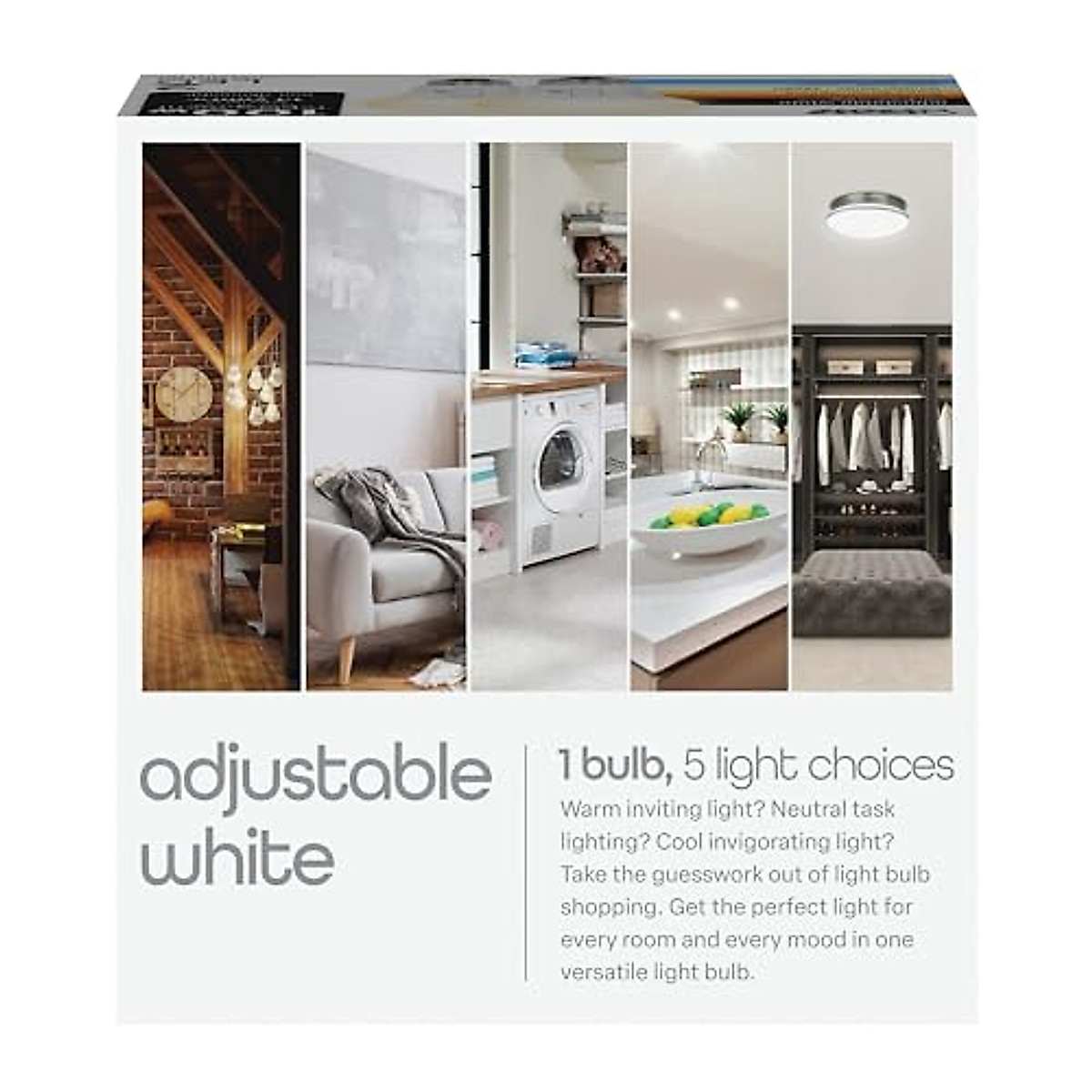 Feit Electric A19 LED Light Bulb, 100W Equivalent, Non-Dimmable, 5CCT, E26 Medium Base, 90 CRI, 1500 Lumens, Standard Light Bulb with Switch on Bulb, 13-Year Lifetime, OM100/5CCT/15KLED/2, 2 Pack