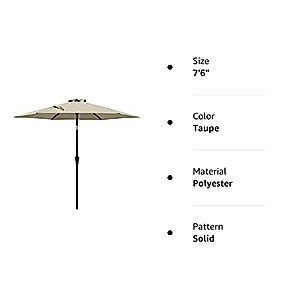 C-Hopetree 7.5 ft Outdoor Patio Market Table Umbrella with Tilt, Taupe