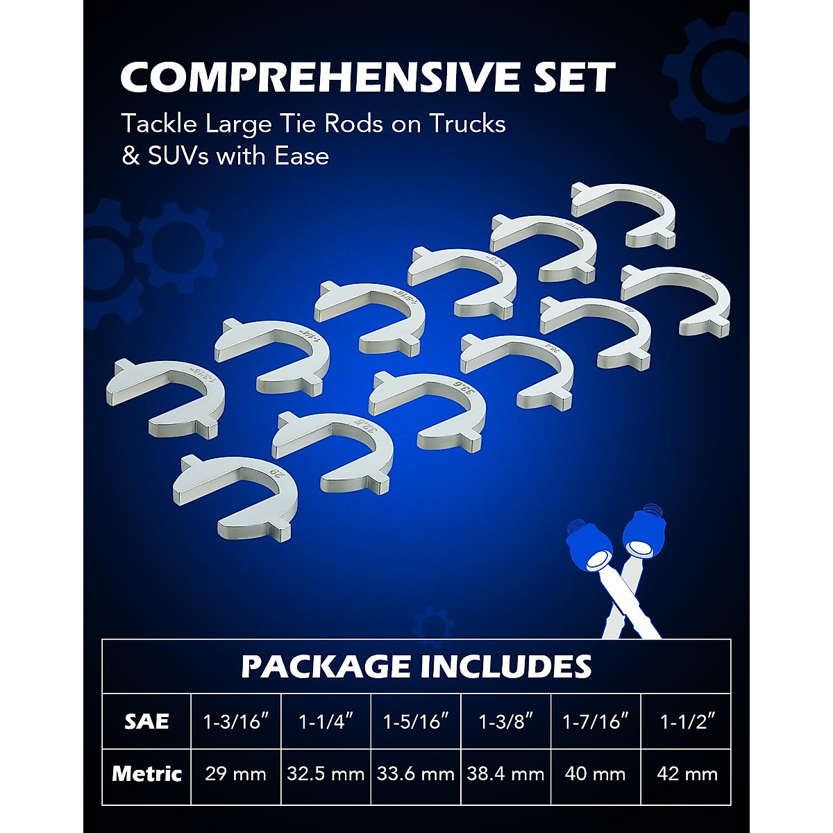 Orion Motor Tech Inner Tie Rod Removal Tool Kit, Inner Tie Rod Tool for Tie Rod Removal and Installation, Master Inner Tie Rod Tool Set with 12 Crowfoot Adapters 1/2 Inch Drive Tube and Tool Case (BK)