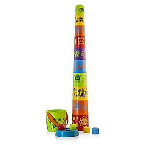 Miniland Educational - Giantte Déco Moogy Stacking Buckets Set - Plastic Stackable Nesting Cups for Kids, Fun Toddler Playtime Activity to Promote Motor Skills and Coordination