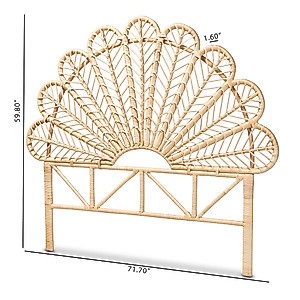 Bali & pari Variel Modern Bohemian Natural Rattan Queen Size Standalone Headboard