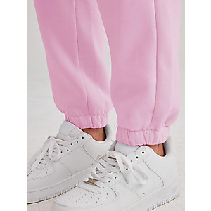 AUTOMET Women’s Casual Baggy Fleece Sweatpants Preppy Clothes High Waisted Joggers Pants Athletic Lounge Trousers Pink