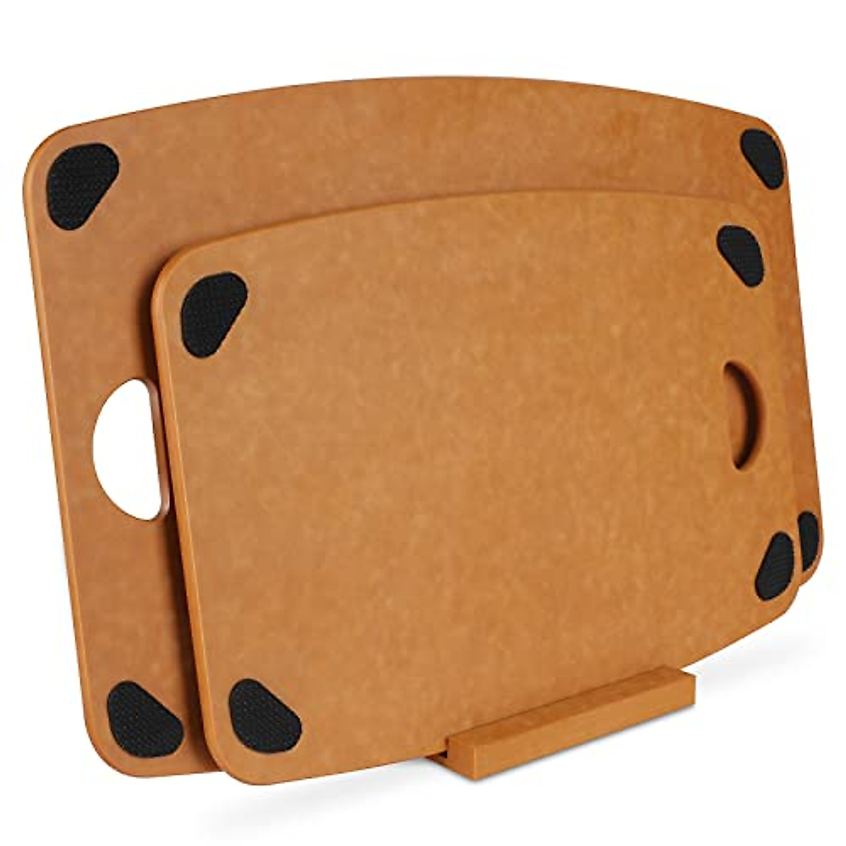 Cutting Boards for Kitchen Set of 3, Wood Cutting Boards with Holder, Non Slip Chopping Boards - Medium & Large Bamboo Cutting Boards, Kitchen Chopping Board for Meat Cheese board