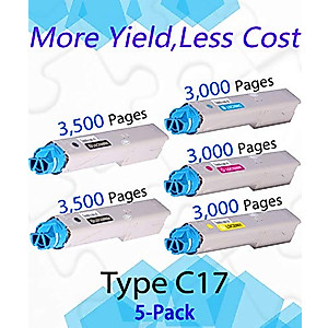 (5-Pack, 2X BK+C+M+Y) Compatible OKI C330 Type C17 Toner Cartridge Used for Okidata 44469801 Black 44469703 Cyan 44469701 Yellow 44469702 Magenta C310dn C330 C530 C531d MC562 Printer, by EasyPrint