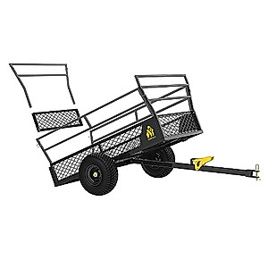 Gorilla Rugged Outdoor ATV Trailer with 1400 Pound Capacity, Removable Sides, and 3-in-1 Tailgate for Hauling Large Loads, Black