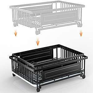 Cisily 2 Pack Dish Drying Rack, Extra Large Dish Rack Kitchen Counter - Countertop, Black Metal Dish Drainer with Drainboard, Sink - Dishes Racks Organizer Set & Home Organization Household Essentials