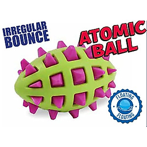 Ancol Atomic Rugby Ball. Floating Toy for Dogs. Irregular Bounce, Yellow and Blue