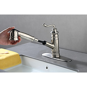 Derengge Stainless Steel Single Handle Pull Out Kitchen Sink Faucet, Contemporary Brushed Nickel Pull Down Kitchen Faucet,FS-825-KGSS