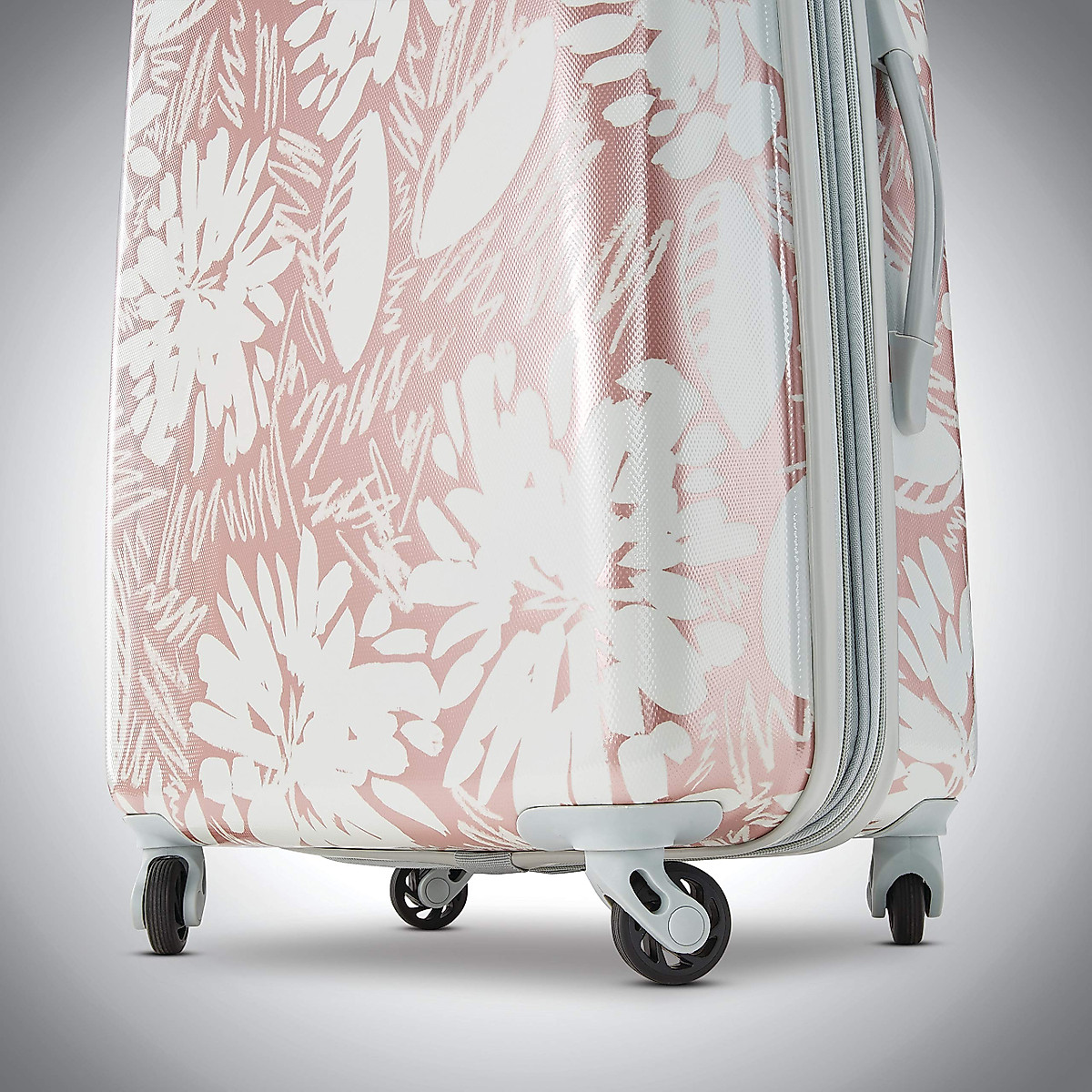 American Tourister Moonlight Hardside Expandable Luggage with Spinner Wheels, Ascending Gardens Rose Gold, Carry-On 21-Inch
