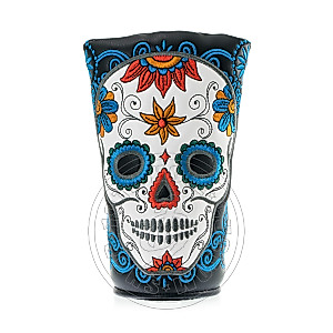 Dia de los Muertos Sugar Skull Golf Blade and Mid Mallet Putter Headcover, Black