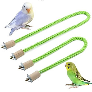 2 Pcs Bird Hemp Rope Perch Swing, Parrot Standing Stick Comfy Perches Birds Climbing Bendable Standing Stick (31.5" and 21.6")