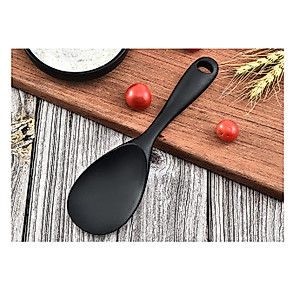 Armrouns Silicone Rice Paddle Spoon 2PCS, Non Stick Heat Resistant Kitchen Works for Rice,Mashed Potato. (Casual Black)