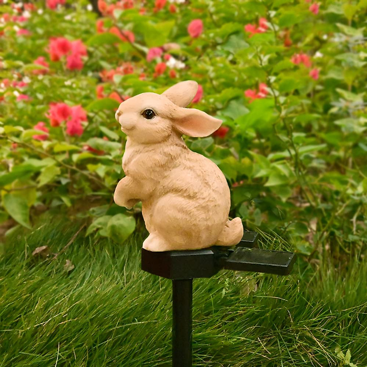 Juliahestia Rabbit Garden Ornaments Bunny Decor Solar Outdoor Statue ...
